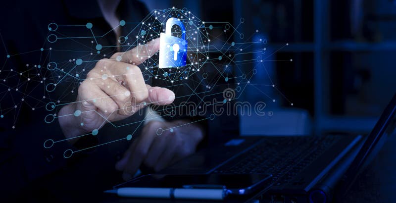 Computer Networking and Cyber Security Protection Data with Lock and ...