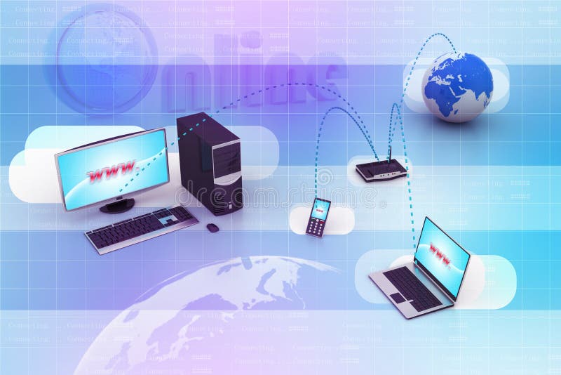 Computer Network stock illustration. Illustration of download - 46376308