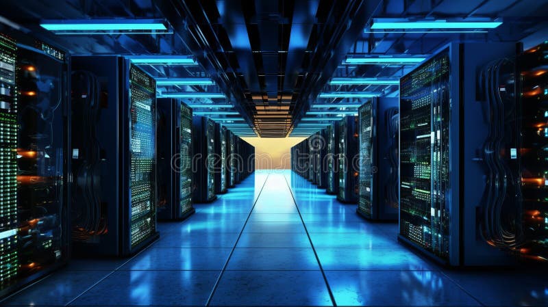 Computer Networking Server Room Warehouse Generative Ai Stock Image Image Of Solution