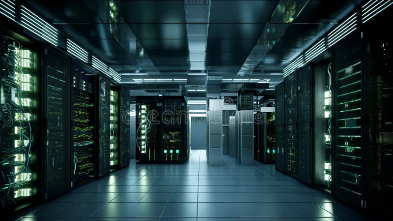 Computer Networking Server Room Warehouse. Generative AI Stock Image ...