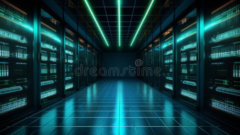 Computer Networking Server Room Warehouse Generative Ai Stock Image Image Of Render
