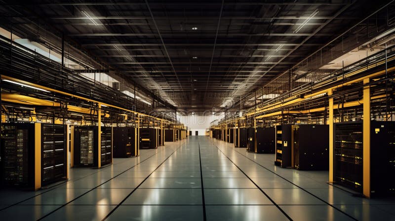 Computer Networking Server Room Warehouse. Generative AI Stock Photo ...