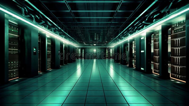 Computer Networking Server Room Warehouse Generative Ai Stock Image Image Of Information