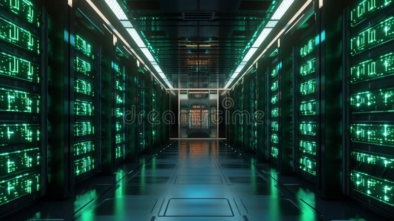 Computer Networking Server Room Warehouse. Generative AI Stock Image ...