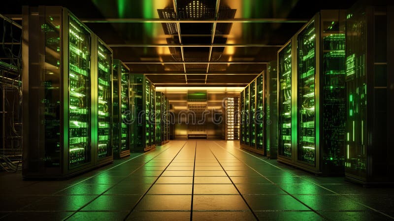 Computer Networking Server Room Warehouse. Generative AI Stock Photo ...