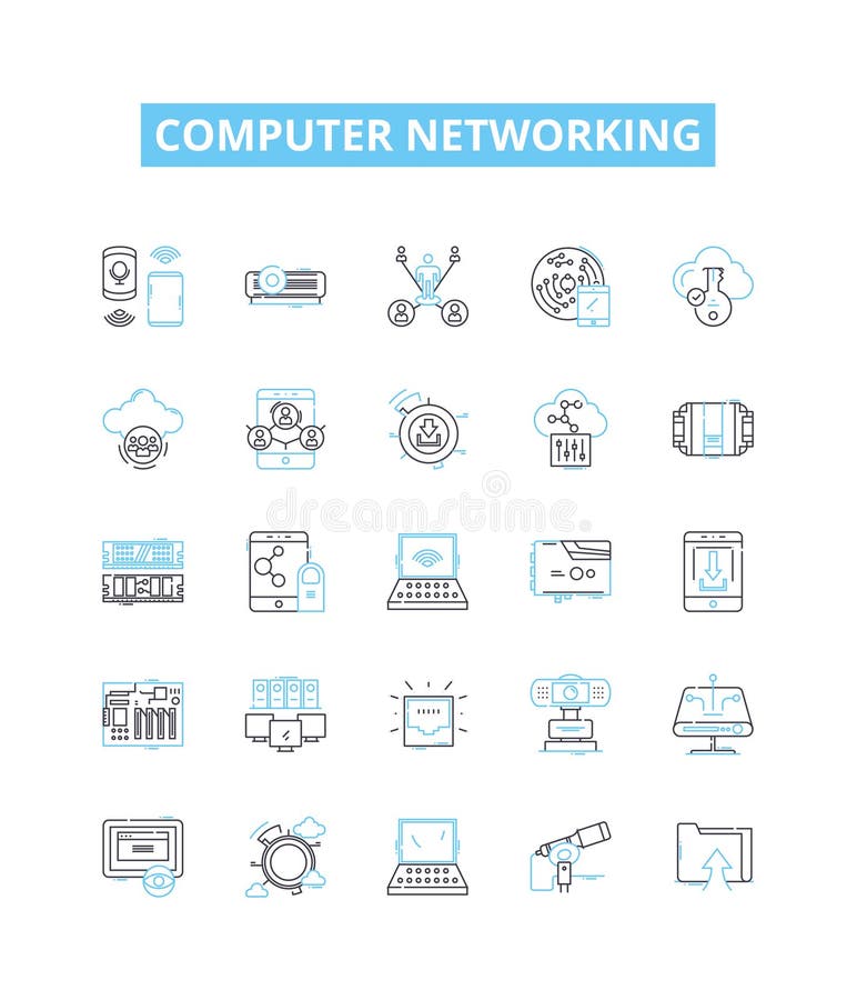 Computer Networking Vector Line Icons Set Networking Computer Ethernet Tcpip Wi Fi