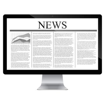 Computer with News Article on Screen Stock Vector - Illustration of ...