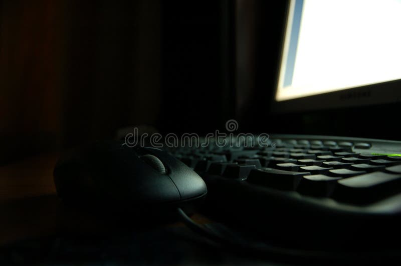 Computer at night stock image. Image of work, internet - 4863205