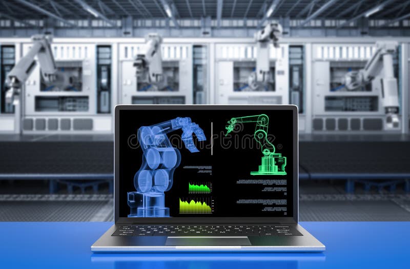 Computer Notebook in Factory Stock Photo - Image of digital, rendering ...