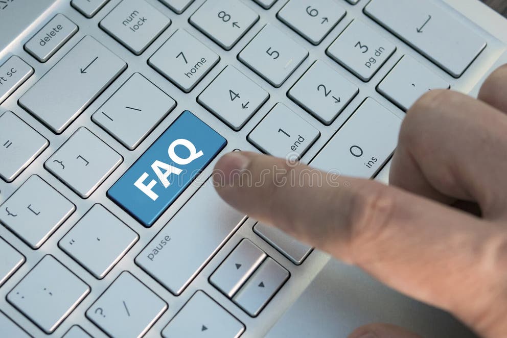 Computer Notebook Keyboard with FAQ Key Stock Photo - Image of close ...