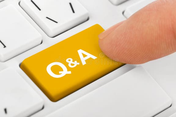 Computer Notebook Keyboard with Questions and Answers Key Stock Photo ...