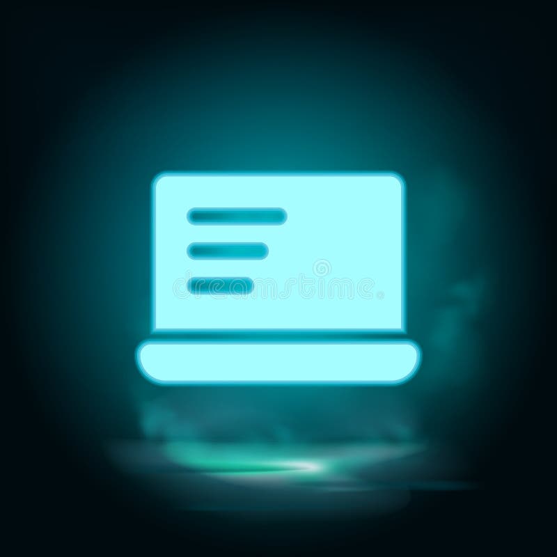 Computer, Notebook Neon Icon - Vector. Blue Neon Illustration. Computer ...