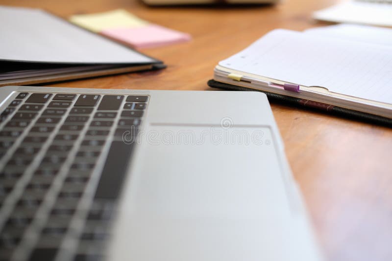 Computer Notebook Stationary on Library Desk. Back To School Learning ...