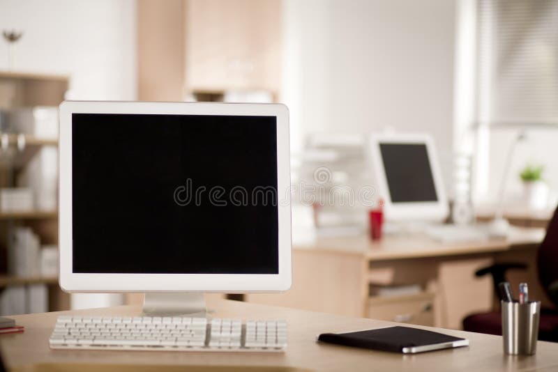 Blue Computer stock photo. Image of hacker, modern, desk - 16833244