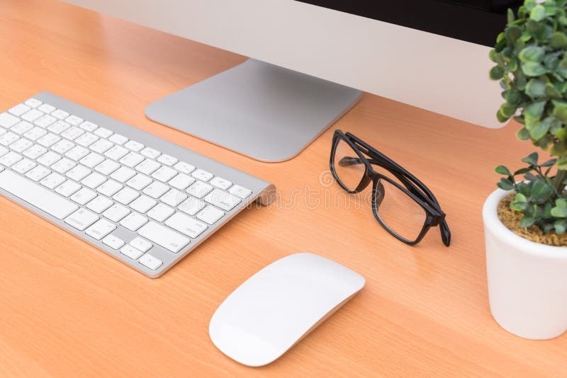 Computer and Notebook on the Working Place Editorial Image - Image of ...