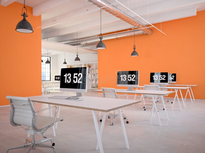 Computer and Notebook on the Working Place. 3d Stock Illustration ...