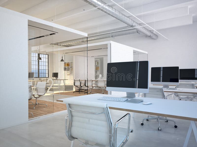 Computer and Notebook on the Working Place. 3d Stock Illustration ...