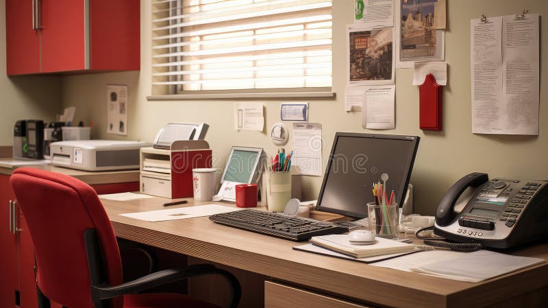 Computer nurse desk stock illustration. Illustration of efficient ...