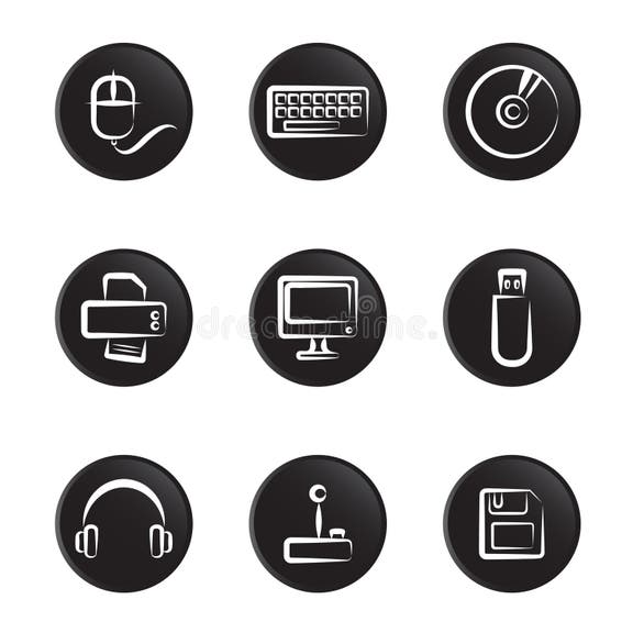 Computer objects icon set stock vector. Illustration of vector - 10983616