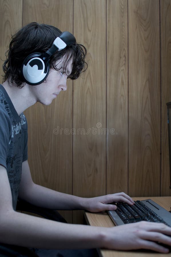 Computer Obsessed Teenager No.2 Stock Photo - Image of evening ...