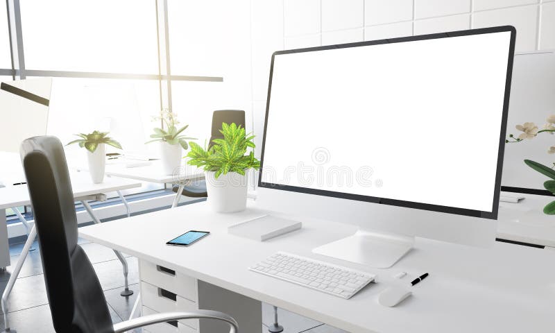Computer office stock illustration. Illustration of monitor - 105050812
