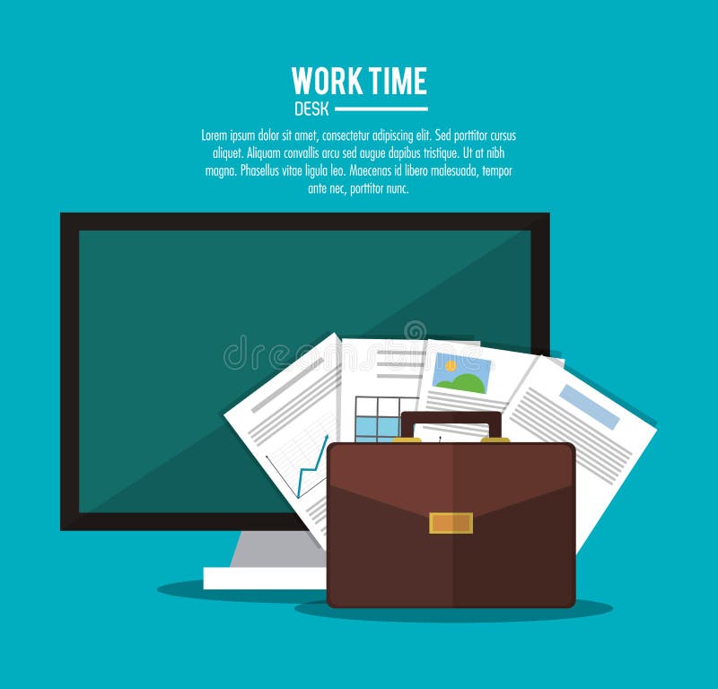 Computer Office Work Time Supply Icon, Vector Stock Vector ...