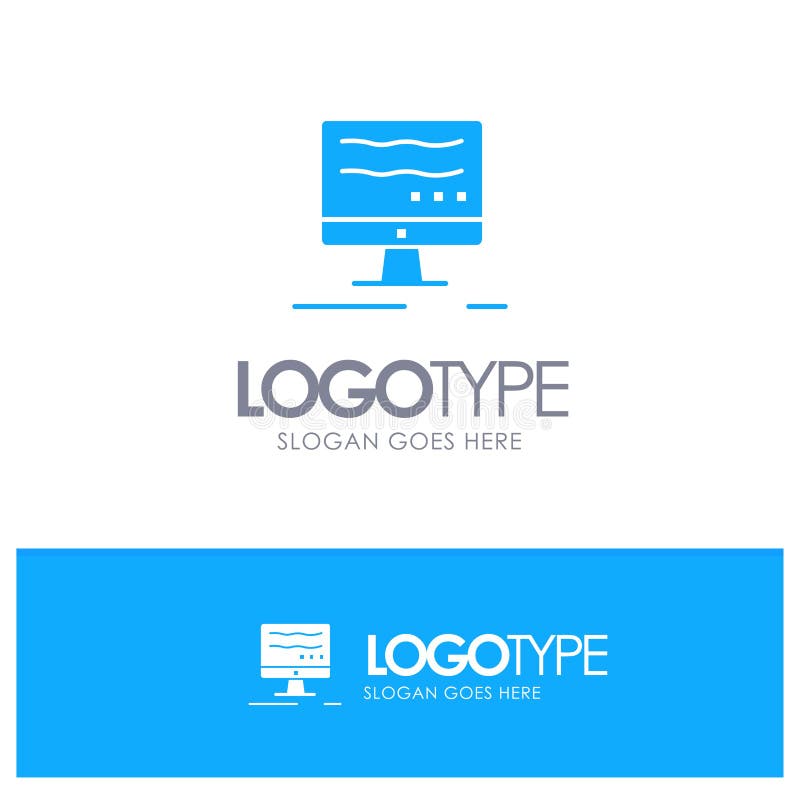 Computer, Online, Marketing Blue Solid Logo with Place for Tagline ...