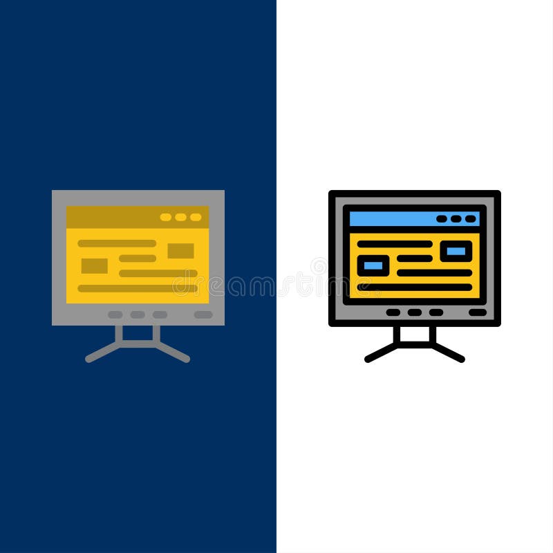 Computer, Online, Study, Education Icons. Flat and Line Filled Icon Set ...