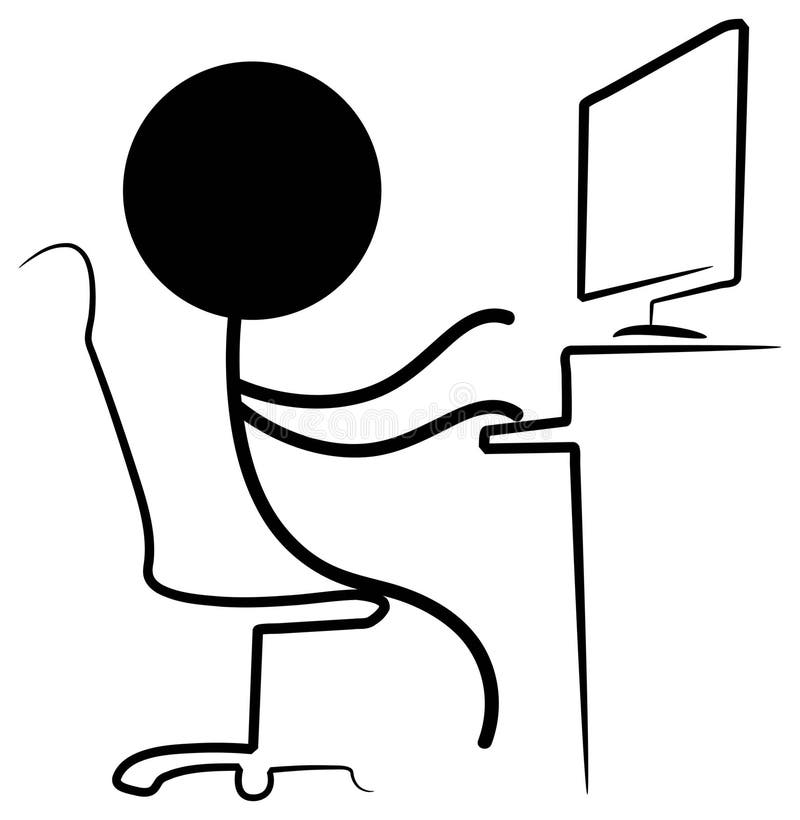 Vector Stick Man Cartoon of Man Sitting Exhausted in Front Stock Vector ...