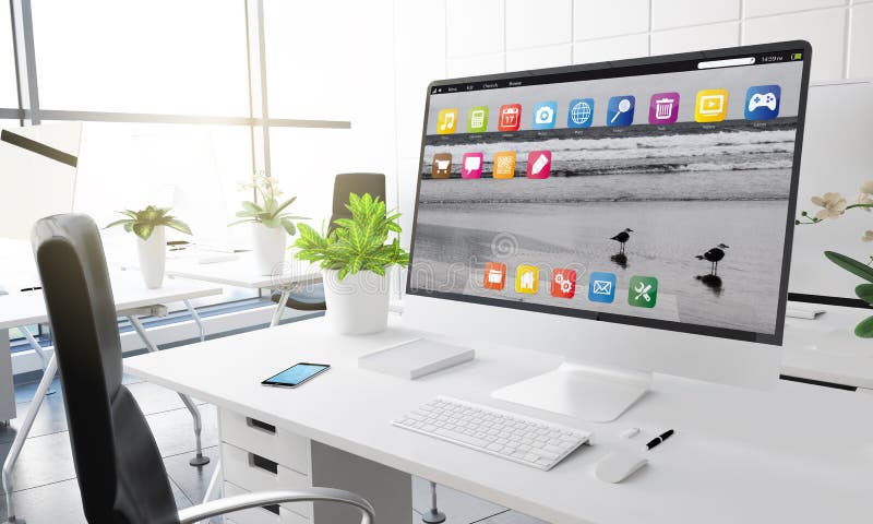 Computer Office Operating System Stock Illustration - Illustration of ...