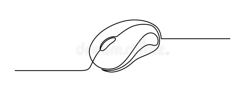 Computer Optical Mouse Tool One Line Art,hand Drawn Input Office Device ...