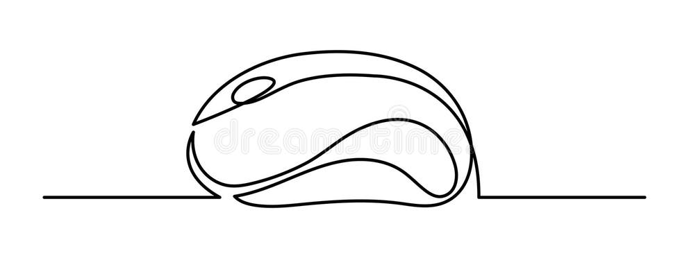 Computer Optical Mouse Tool One Line Art,hand Drawn Input Office Device ...