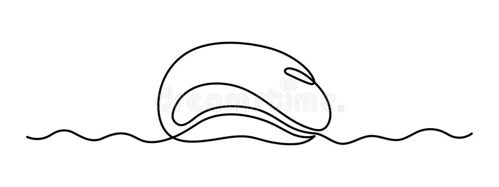 Computer Optical Mouse Tool One Line Art,hand Drawn Input Office Device ...
