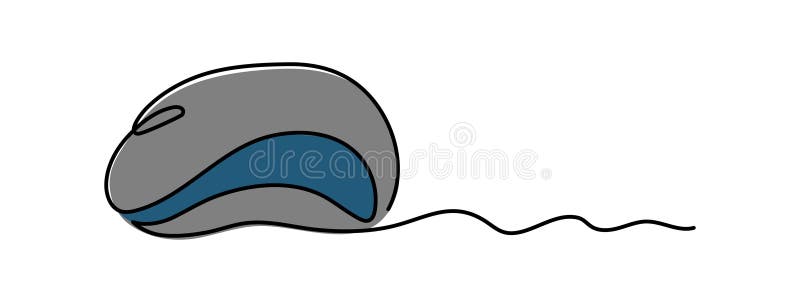 Computer Optical Mouse Tool One Line Art,hand Drawn Input Office Device ...