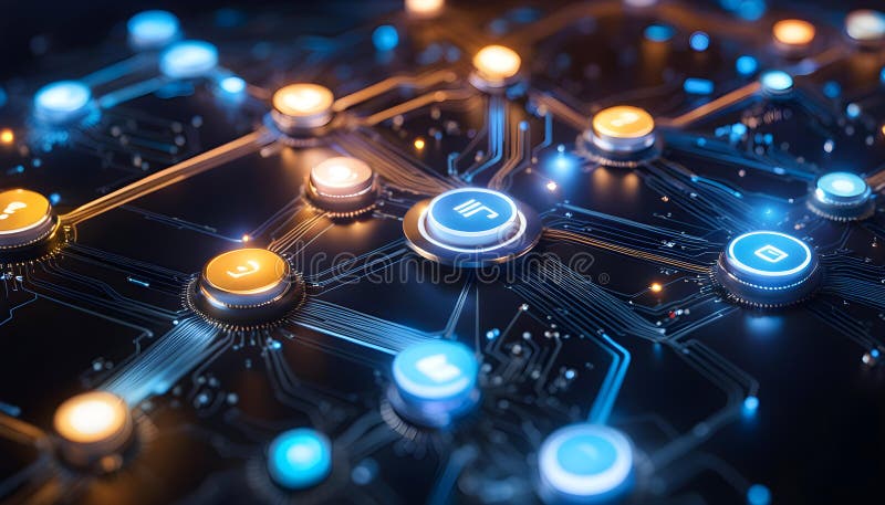 Computer Optics Image with Many Glows. Stock Illustration ...