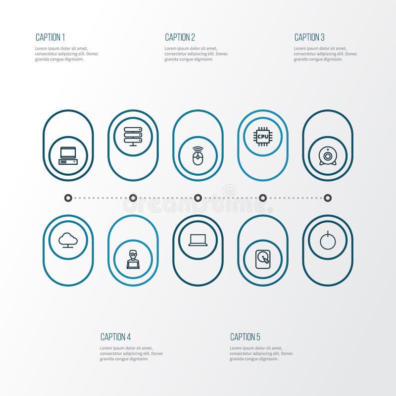 Computer Outline Icons Set. Collection of Storage Stock Vector ...