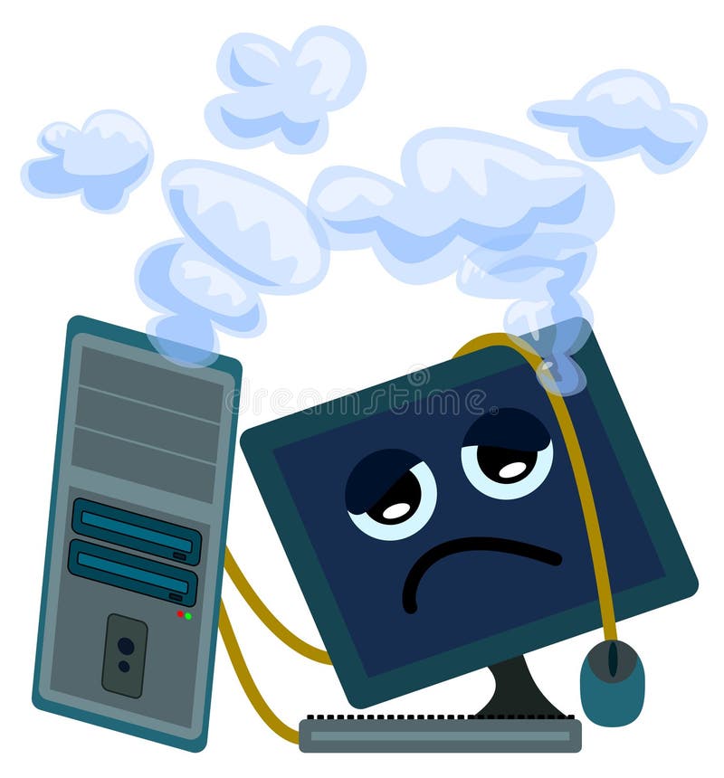 Computer overworked stock illustration. Illustration of exhausted ...