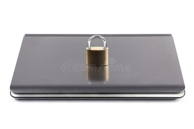Computer and Padlock on Its Cover Stock Photo - Image of information ...