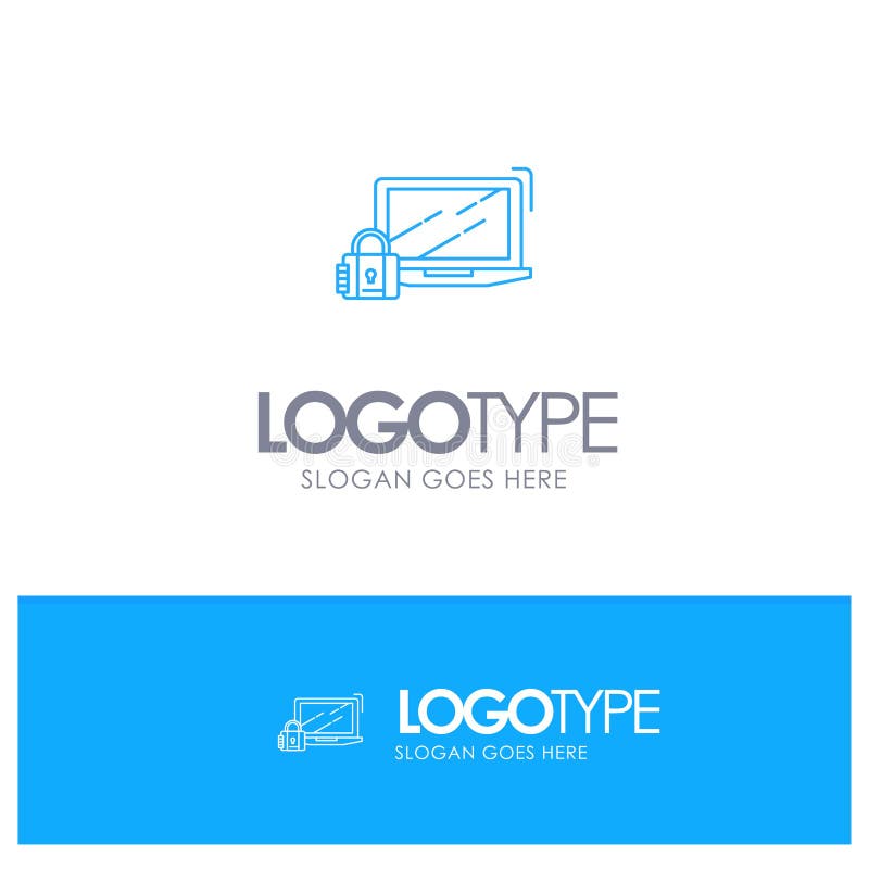 Computer, Padlock, Security, Lock, Login Blue Dotted Line Line Icon ...