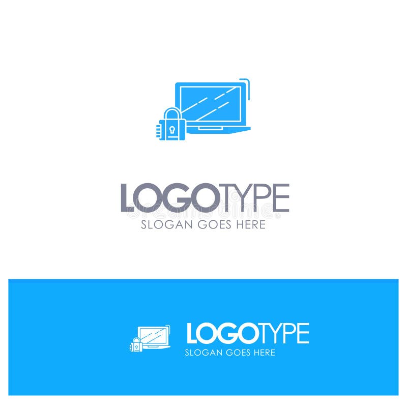 Computer, Padlock, Security, Lock, Login Blue Solid Logo with Place for ...