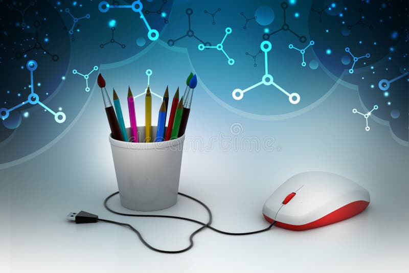 Computer Painting concept stock illustration. Illustration of colourful ...