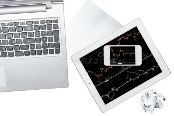 Computer, Paper, Smartphone and Tablet with Graph is Isolated on Stock ...