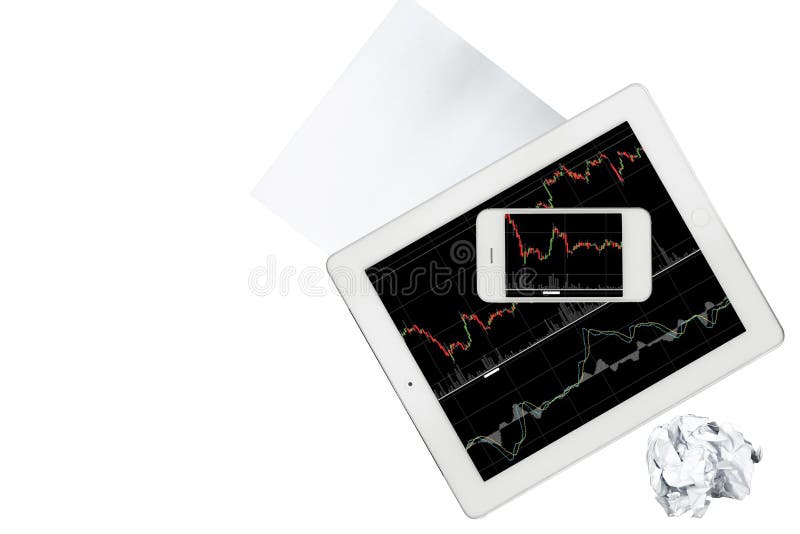 Computer, Paper, Smartphone and Tablet with Graph is Isolated on Stock ...