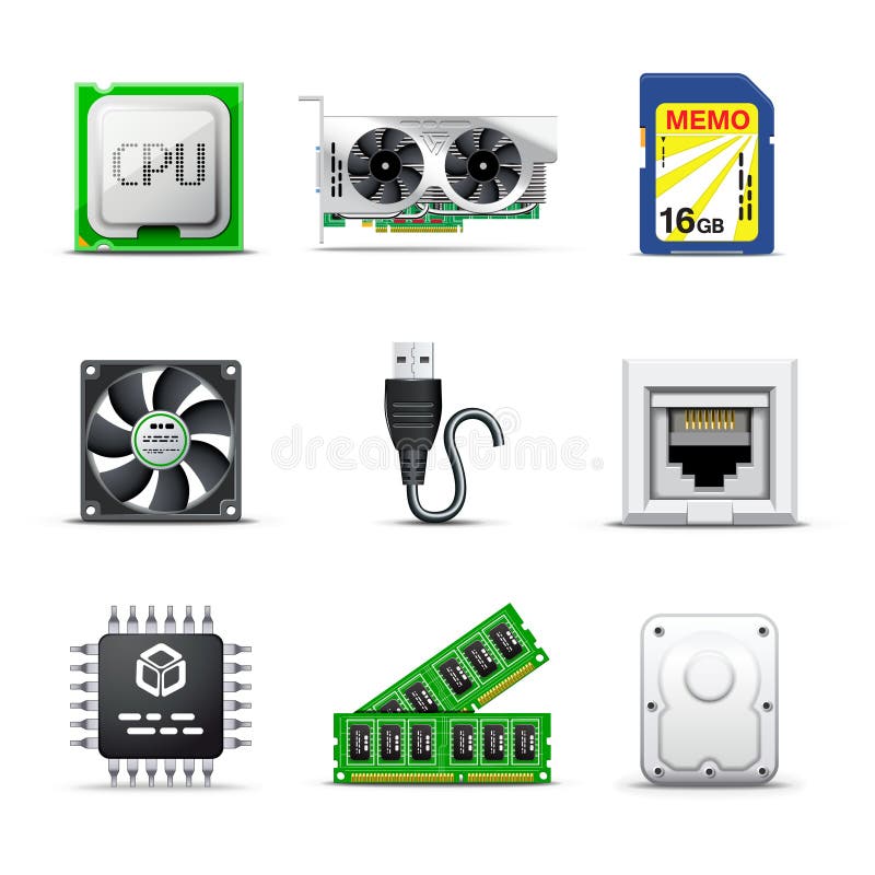 Computer Detailed Isometric Parts Stock Vector - Illustration of icon ...