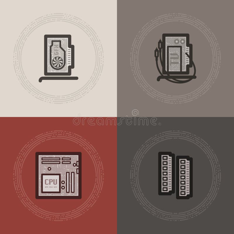 Computer Parts Graphics Stock Illustrations – 326 Computer Parts ...