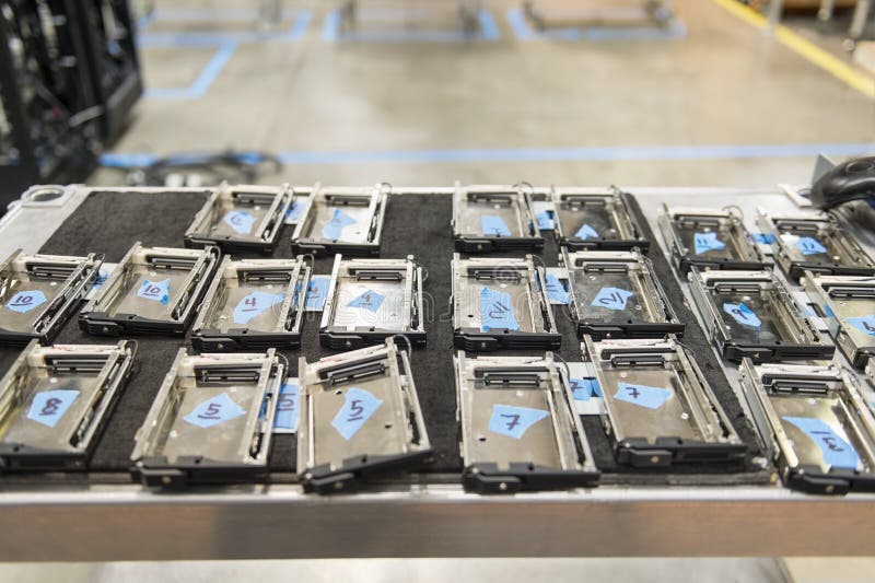 Computer Parts Arranged on Table in Manufacturing Industry Stock Image ...