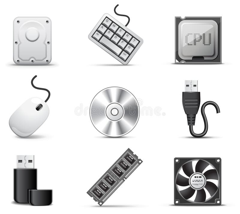 Computer Parts | B&W Series Stock Vector - Illustration of desktop ...