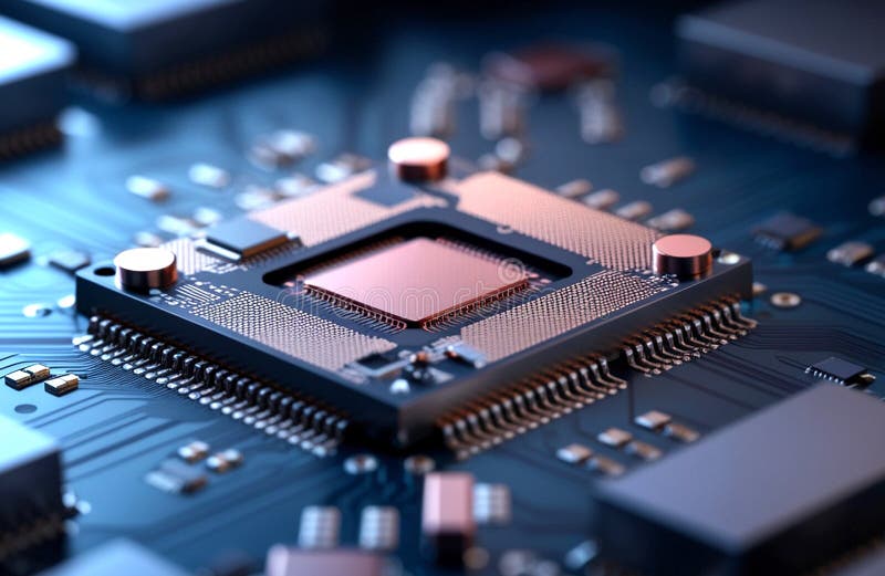 Computer Parts Close Up. Computer Chip Stock Illustration ...