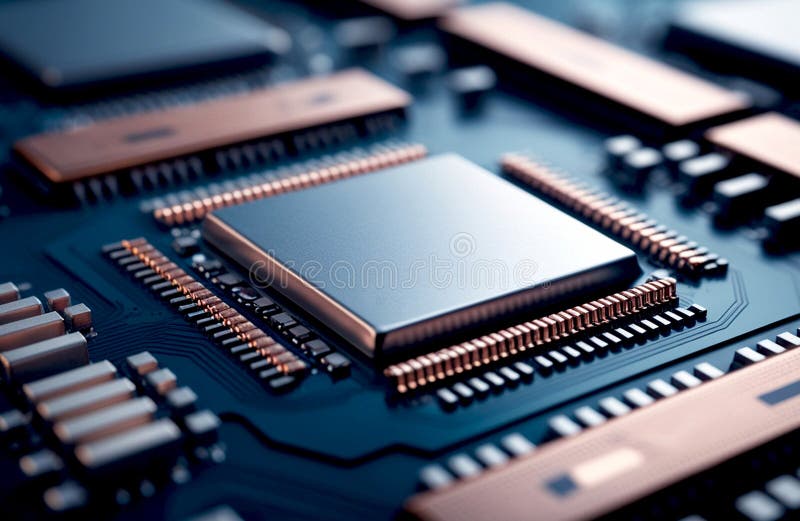Computer Parts Close Up. Computer Chip Stock Illustration ...