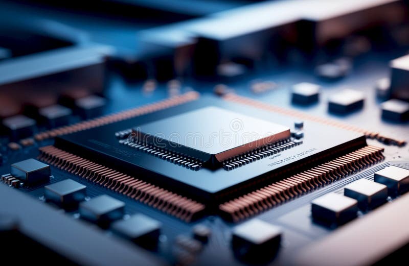 Computer Parts Close Up. Computer Chip Stock Illustration ...